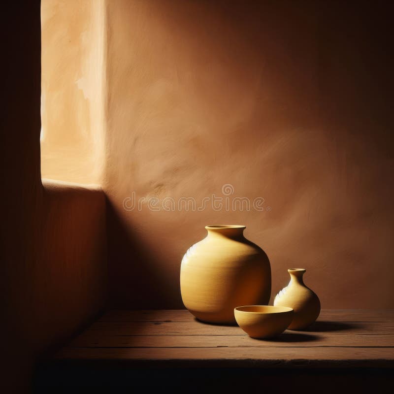 Minimalist Pottery in Complimentary Setting Yellow Color Stock ...