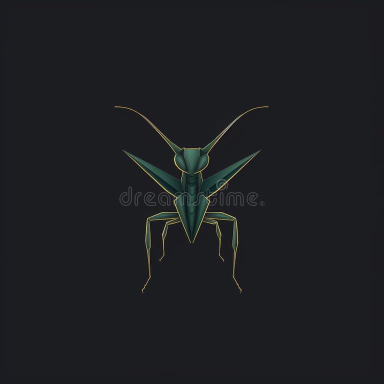 Minimalist Praying Mantis Logo 2D Illustration Stock Illustration ...