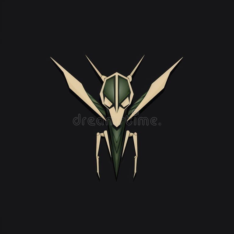 Minimalist Praying Mantis Logo 2D Illustration Stock Illustration ...