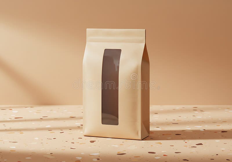 Minimalist Presentation of a Brown Paper Pouch on a Speckled Surface ...