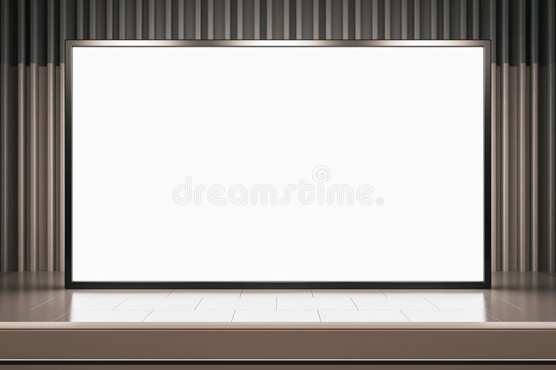 Minimalist Presentation Hall with a Large, Blank White Screen, and Warm ...