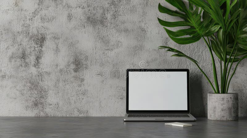 Minimalist Presentation Setup, Laptop and Notes on Desk, 3D ...