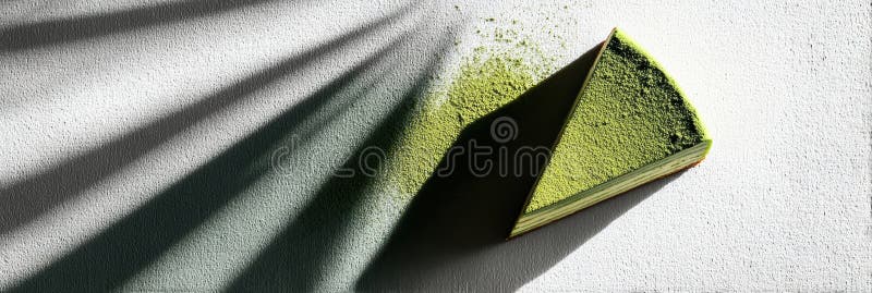 Minimalist Presentation of a Slice of Matcha Cake Highlighting Abstract ...