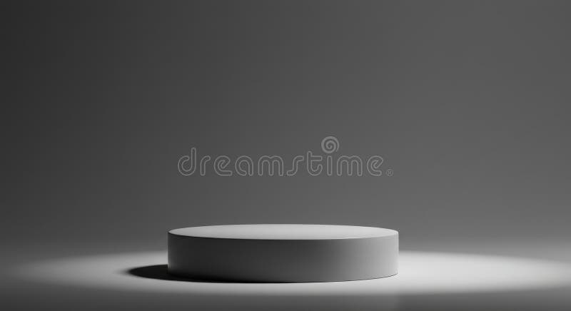 Minimalist Presentation Stage with a Gray Circular Pedestal and Soft ...