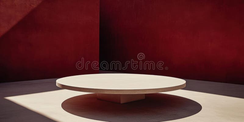 Minimalist Presentation Stage with Red Backdrop, Sleek Design for ...