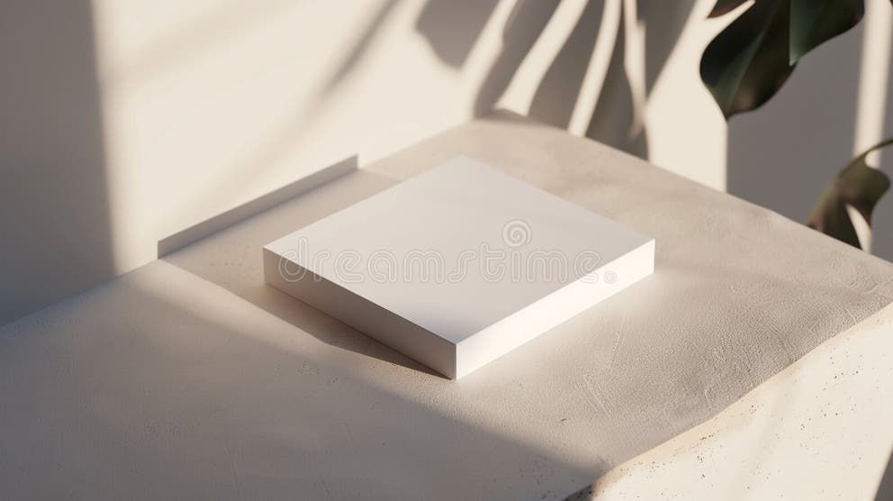 Minimalist Presentation Stage with Square Platform and Leaf Shadows in ...