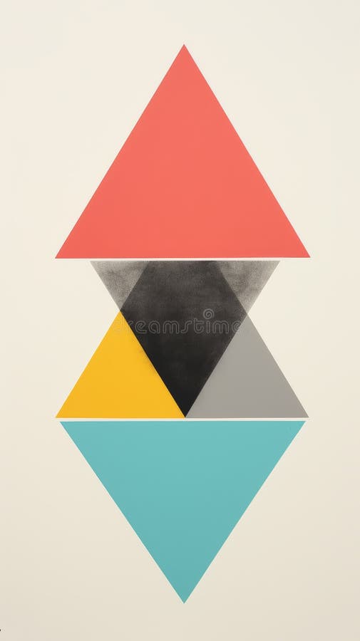 Minimalist Print with Triangular Shapes and Three Colors Stock ...
