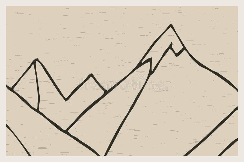Minimalist Printable Illustration. Mountain Landscape Stock ...