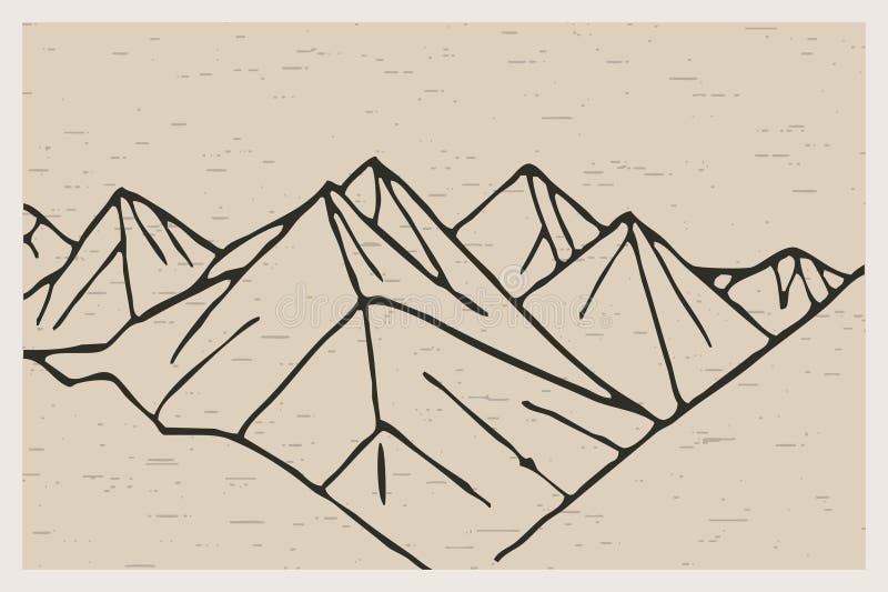Minimalist Printable Illustration. Mountain Landscape Stock ...