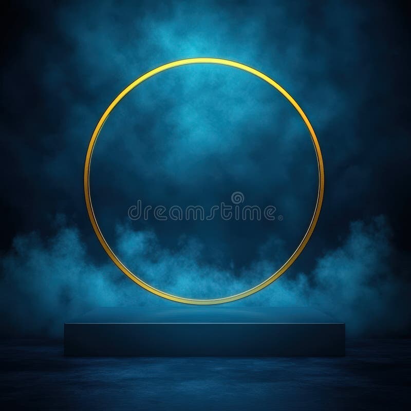 Mystical Blue and Gold Product Display with Floating Circle. Stock ...