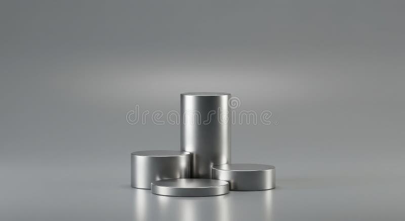 Modern Silver Cylinder Stands for Product Display in Minimalist Style ...