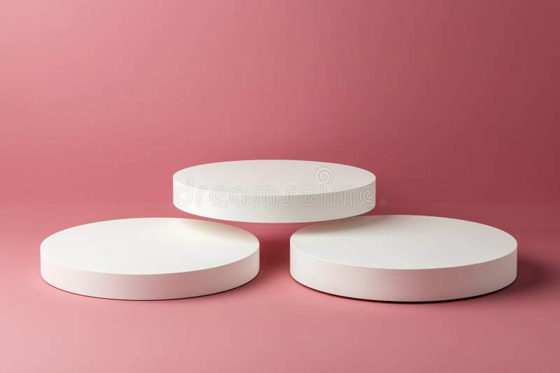 Elegant White Platforms on a Pink Background Minimalist Display Stock ...