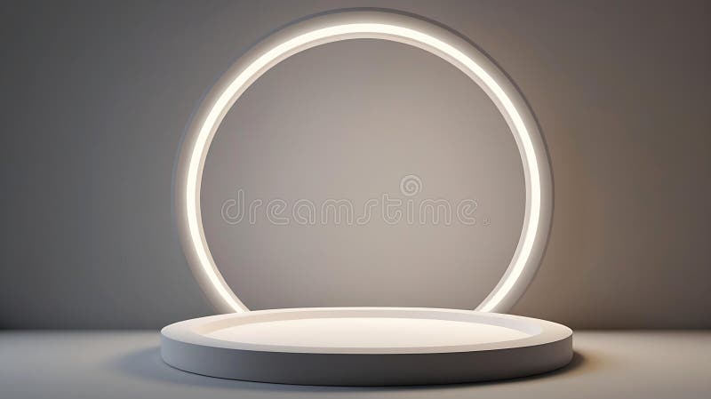 Minimalist Product Display with Illuminated Circle Frame Stock ...