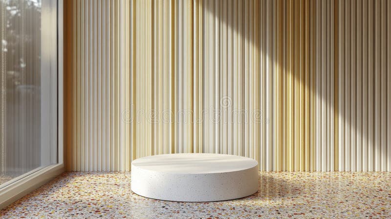 Minimalist Product Display Speckled Platform on Terrazzo Floor with ...