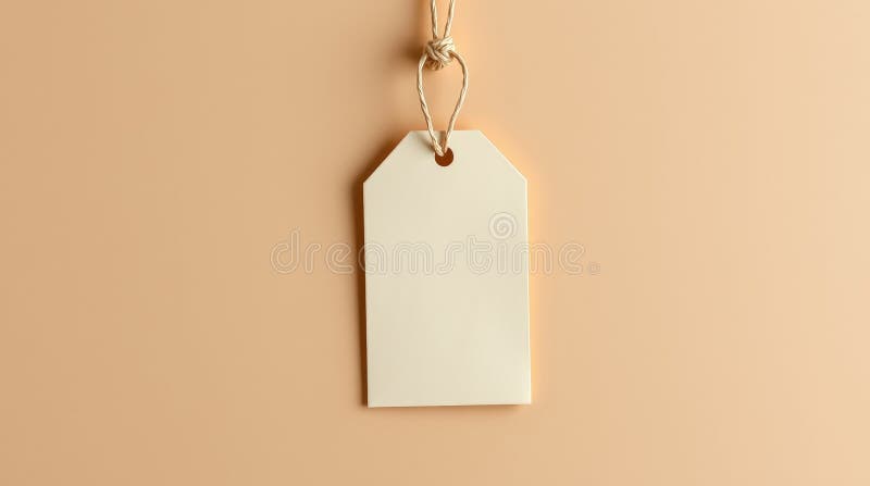 Minimalist Product Tag with Twine String on Beige Background Stock ...