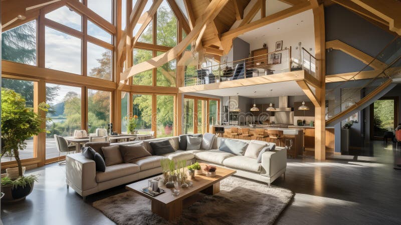 Minimalist Property Timber Frame Stock Illustration - Illustration of ...