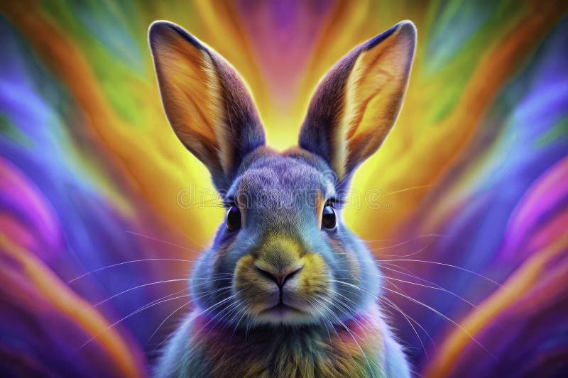 A Minimalist Psychedelic Easter Bunny Vibrant Colors Trippy Design and ...