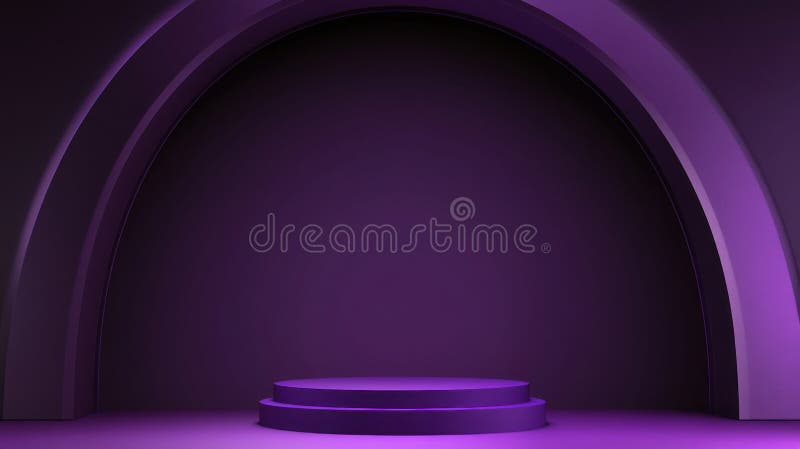 Minimalist Purple Arch with Circular Platform in Abstract Interior ...