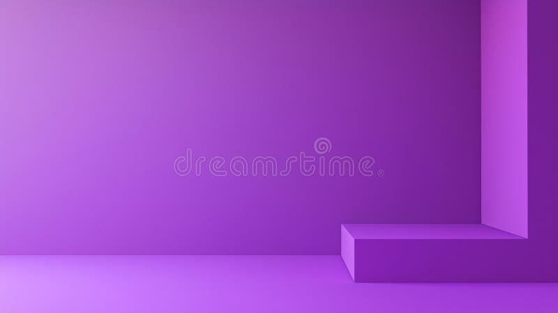 Minimalist Purple Empty Room with Platform Corner for Displaying ...