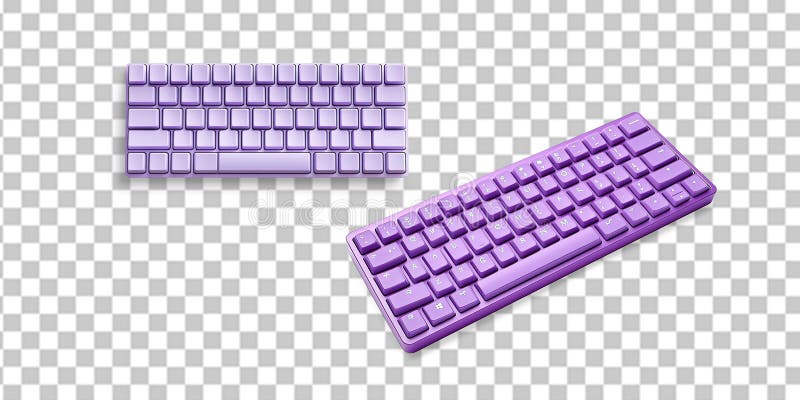 Minimalist Purple Mechanical Keyboard on a Transparent Background Stock ...