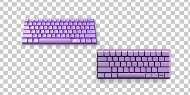 Minimalist Purple Mechanical Keyboard on a Transparent Background Stock ...