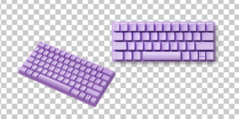 Minimalist Purple Mechanical Keyboard on a Transparent Background Stock ...