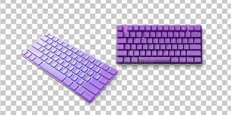 Minimalist Purple Mechanical Keyboard on a Transparent Background Stock ...