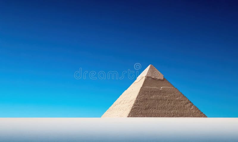 Minimalist Pyramid in White Desert Under Blue Sky Stock Illustration ...