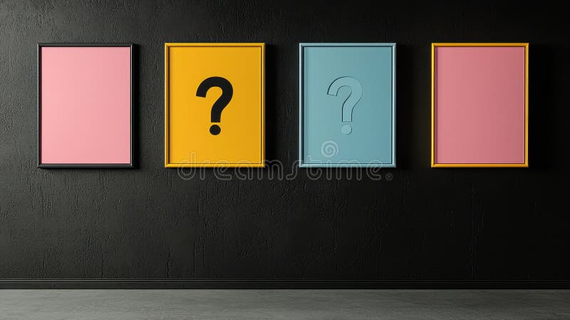 Minimalist Question Mark Art Prints on Black Wall Modern Interior ...