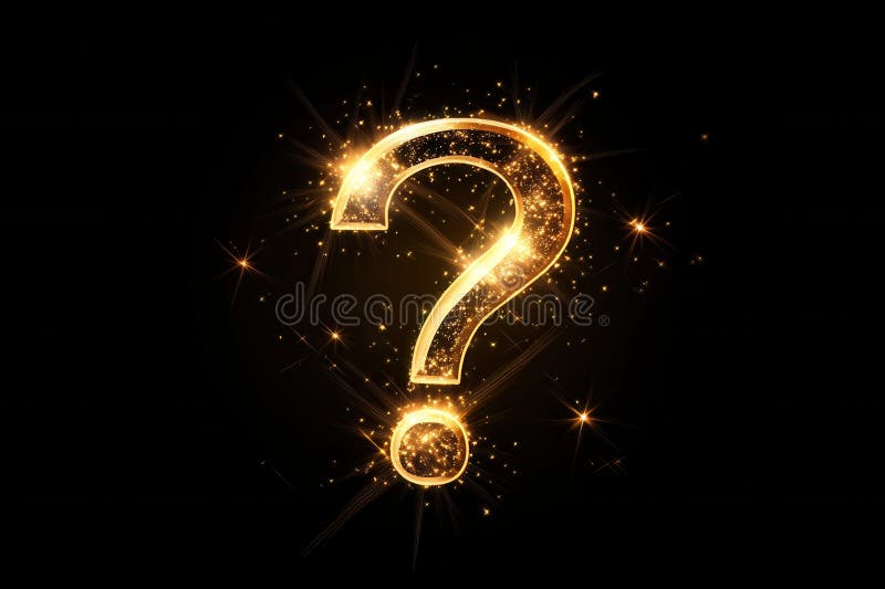 Minimalist Question Mark Design with Glowing Light Bursts in a Modern ...