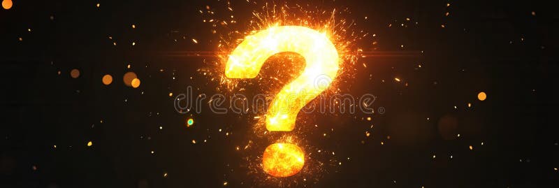 Minimalist Question Mark Icon with Glowing Light Bursts in Modern Flat ...