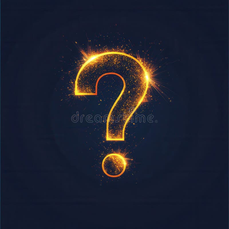 Minimalist Question Mark Icon with Glowing Light Bursts in Modern Flat ...