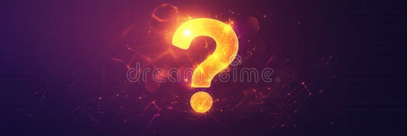 Minimalist Question Mark Icon with Glowing Light Bursts in Modern Flat ...