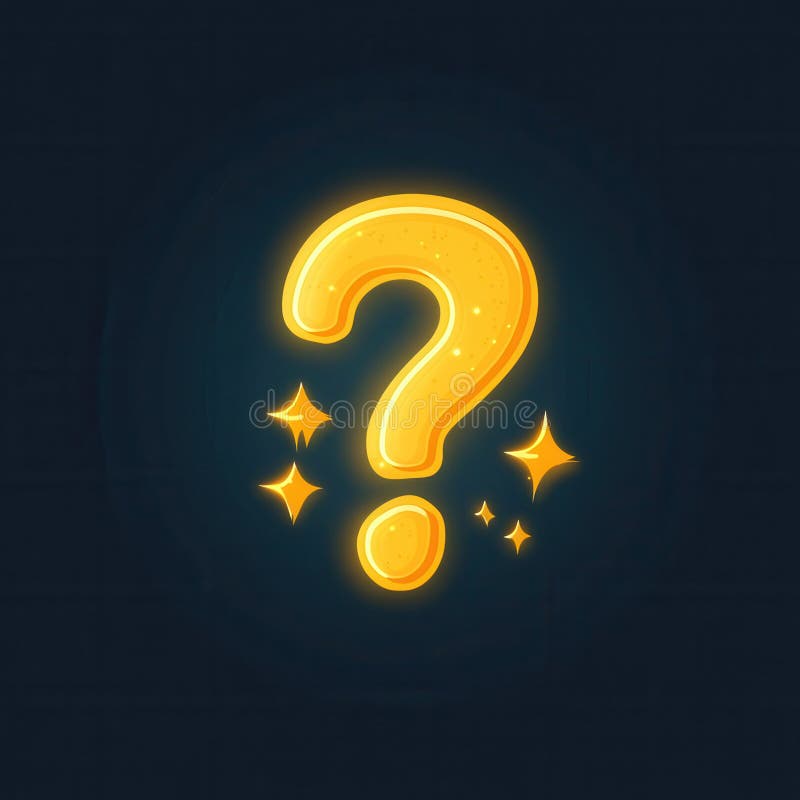 Minimalist Question Mark Icon with Glowing Light Bursts in Modern Flat ...