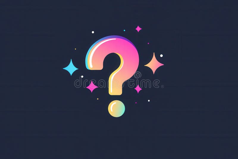 Minimalist Question Mark Icon with Glowing Light Bursts in Modern Flat ...