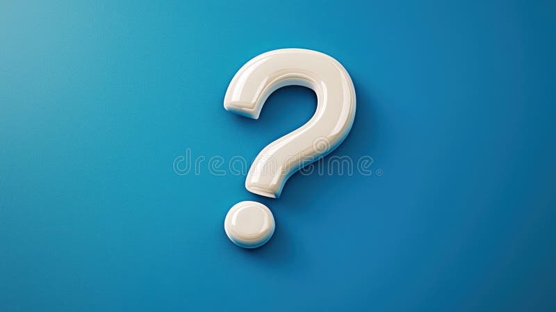 Minimalist Question Mark Rendered in 3D Over Vibrant Blue Background ...