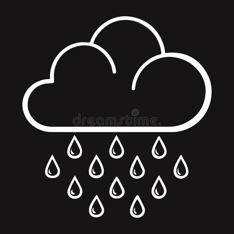 Minimalist Rain Cloud Illustration with Falling Droplets on Solid Color ...