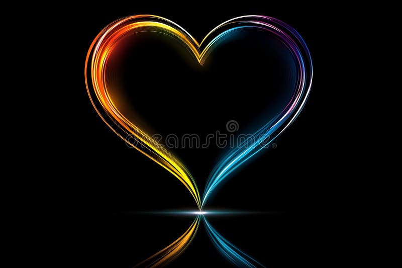 Minimalist Rainbow Heart with a Reflective Surface on a Dark Backdrop ...