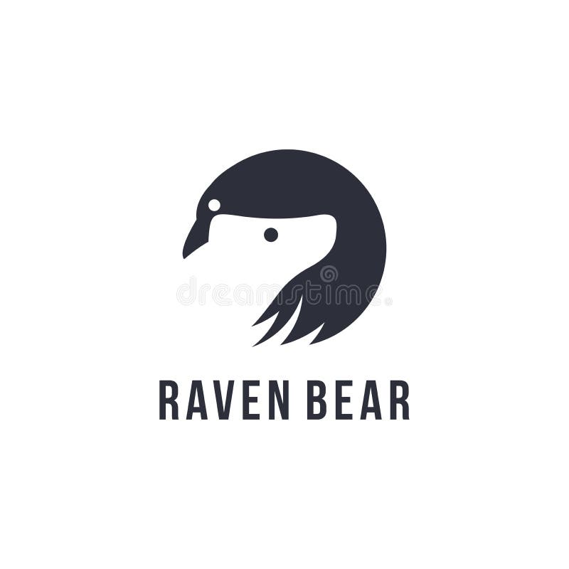 Minimalist Raven and Bear Logo Icon Vector Template, with Negative ...