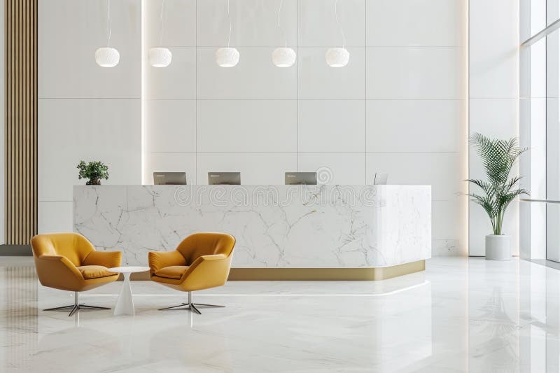 Minimalist Reception Area with Clean Signage and Seating. Stock Image ...