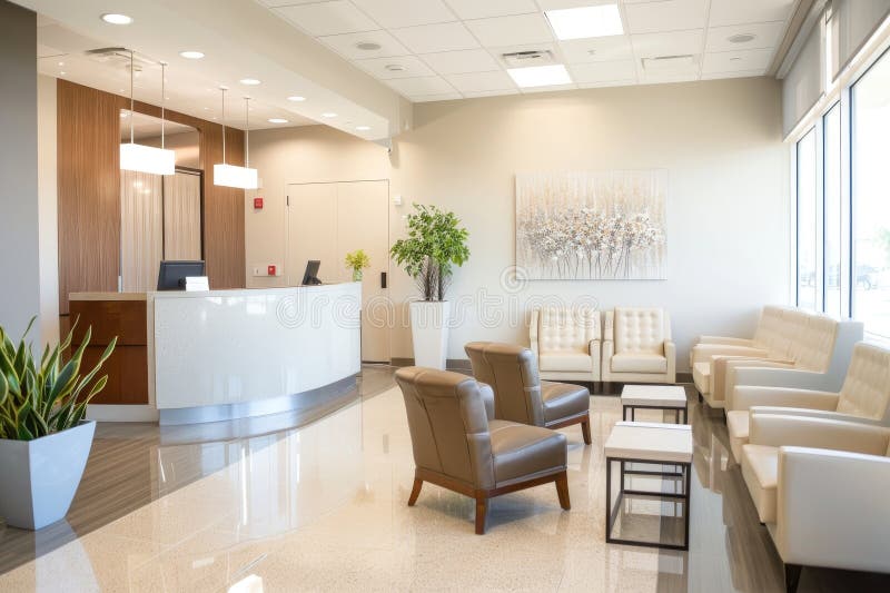 Minimalist Reception Area with Clean Signage and Seating. Stock Image ...
