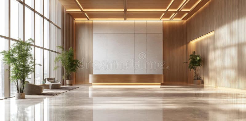Minimalist Reception Area with Clean Signage and Seating. Stock Image ...