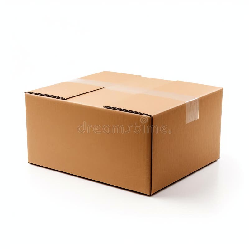 Minimalist Rectangular Cardboard Box on White Background Image Stock ...