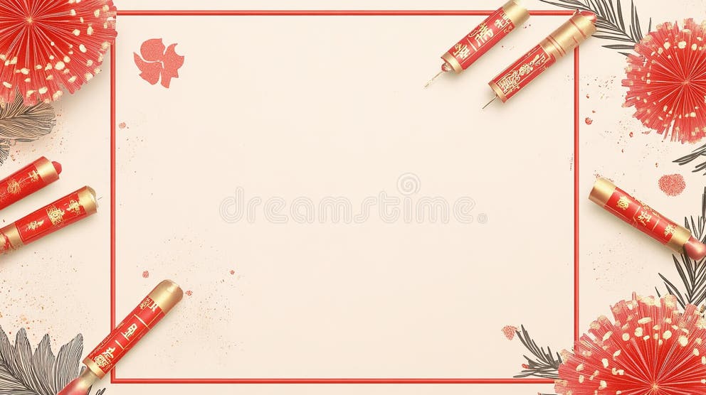 A Minimalist Rectangular Frame with Firecracker Designs Along the Stock ...