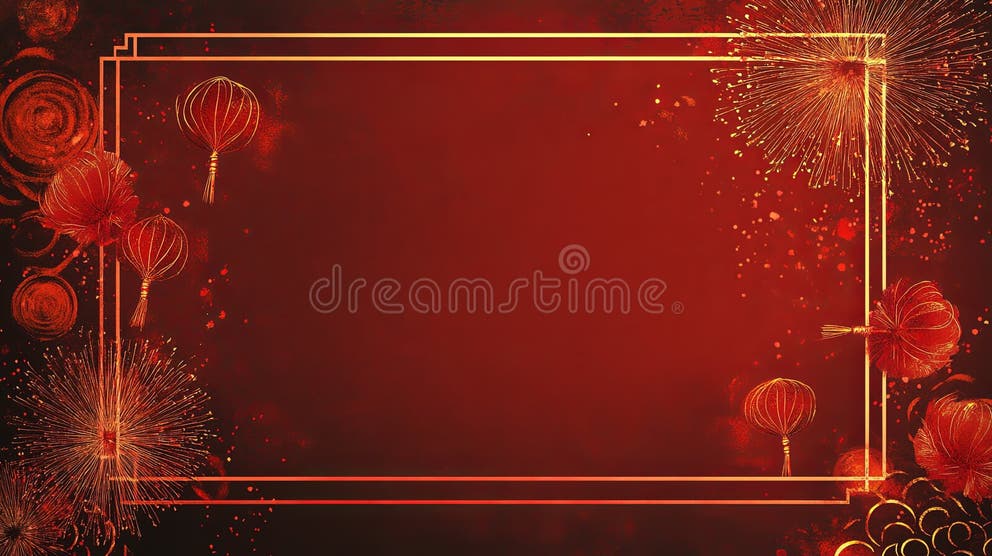 A Minimalist Rectangular Frame with Firecracker Designs Along the Stock ...