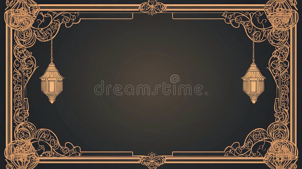 A Minimalist Rectangular Frame with Intricate Lantern Designs in Each ...