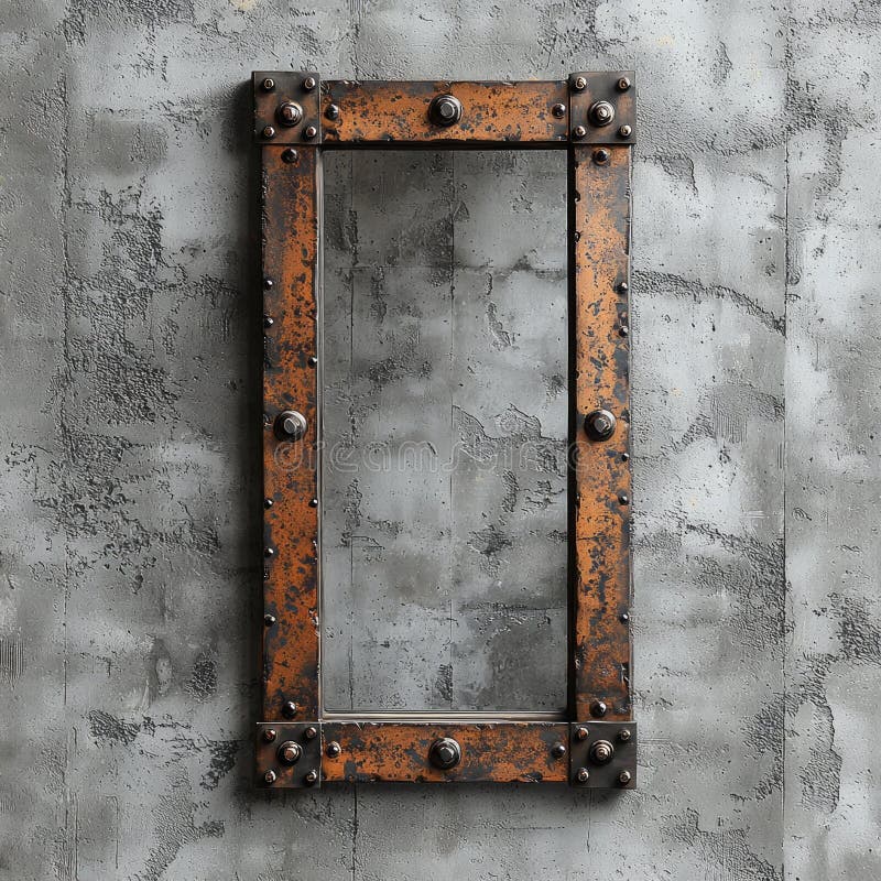 Minimalist Rectangular Mirror Features Raw Metal Frame Exposed Bolts ...