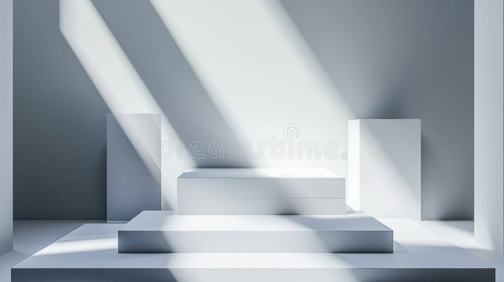 Minimalist Rectangular Podium Setup with Light Shadows Stock ...