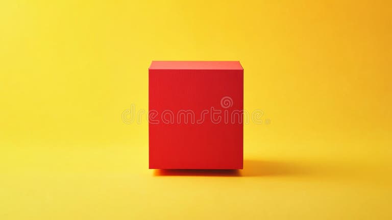 Minimalist Rectangular Red Box Packaging Mockup on Bright Yellow ...