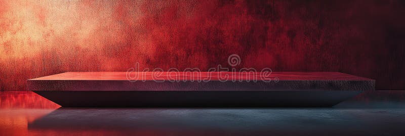 Minimalist Rectangular Red Metal Table Against a Textured Wall in ...